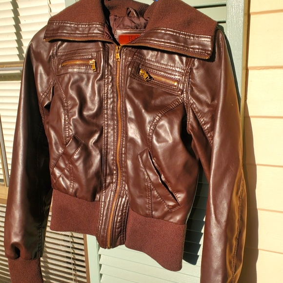 BB winter | Jackets & Coats | Bb Winter Brown Faux Leather Bomber Style ...